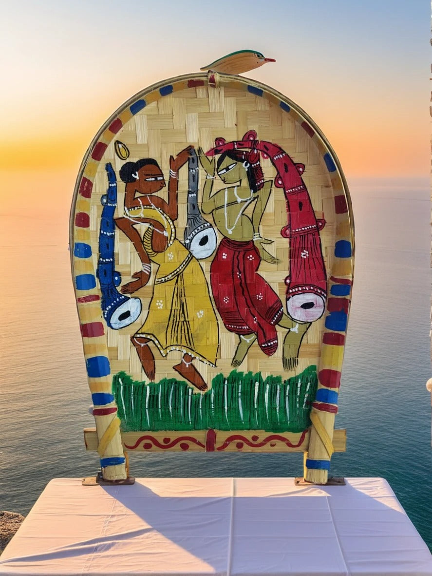 Handmade Pattachitra Bamboo Wall Hanging – Traditional Indian Folk Art ...